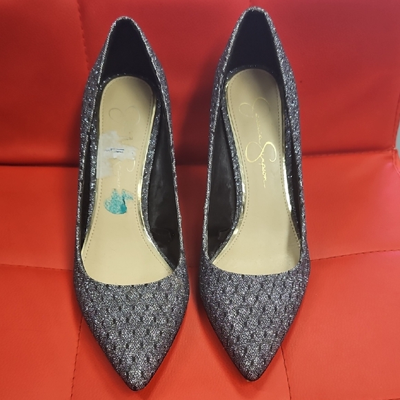 Jessica Simpson | Shoes | Jessica Simpson Silver Sparkle Heels | Poshmark